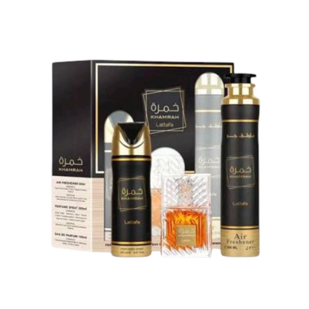 Lattafa Khamrah Set 3 Pcs Unisex EDP 100ML/ Body Spray 200ML/ Hair Mis ...