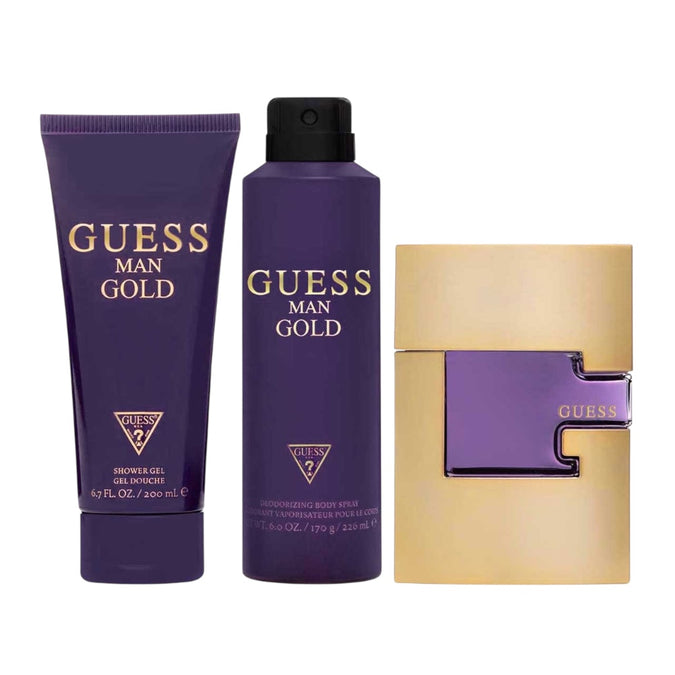Guess Gold Men Set 3 pz EDT 75ml/ Deo Body sp 226ml/ Sower Gel 200ml ...