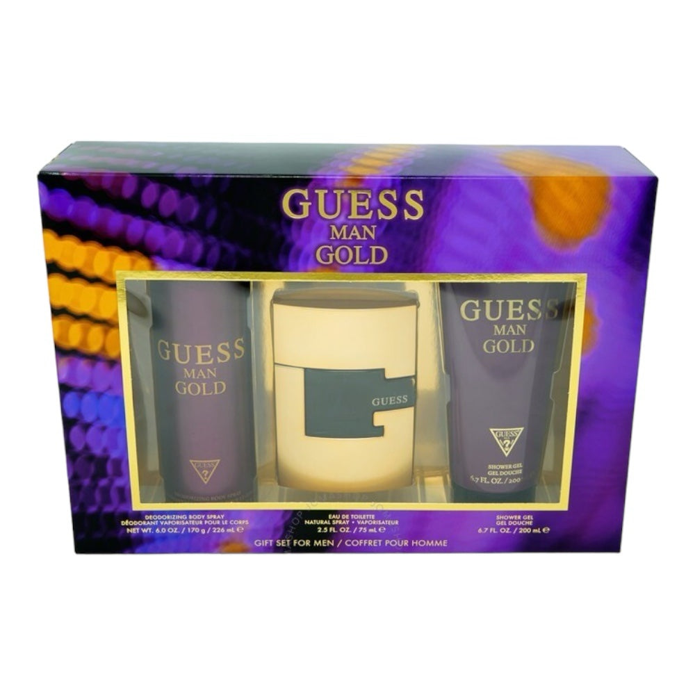 Guess Gold Men Set 3 pz EDT 75ml/ Deo Body sp 226ml/ Sower Gel 200ml ...